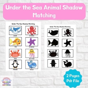 Sea Animal Shadow Matching Game Under the Sea Activity for Preschool ...
