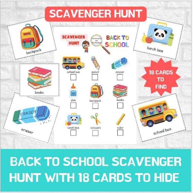 Back to School Scavenger Hunt Game for Kids, Fun Classroom or Home ...