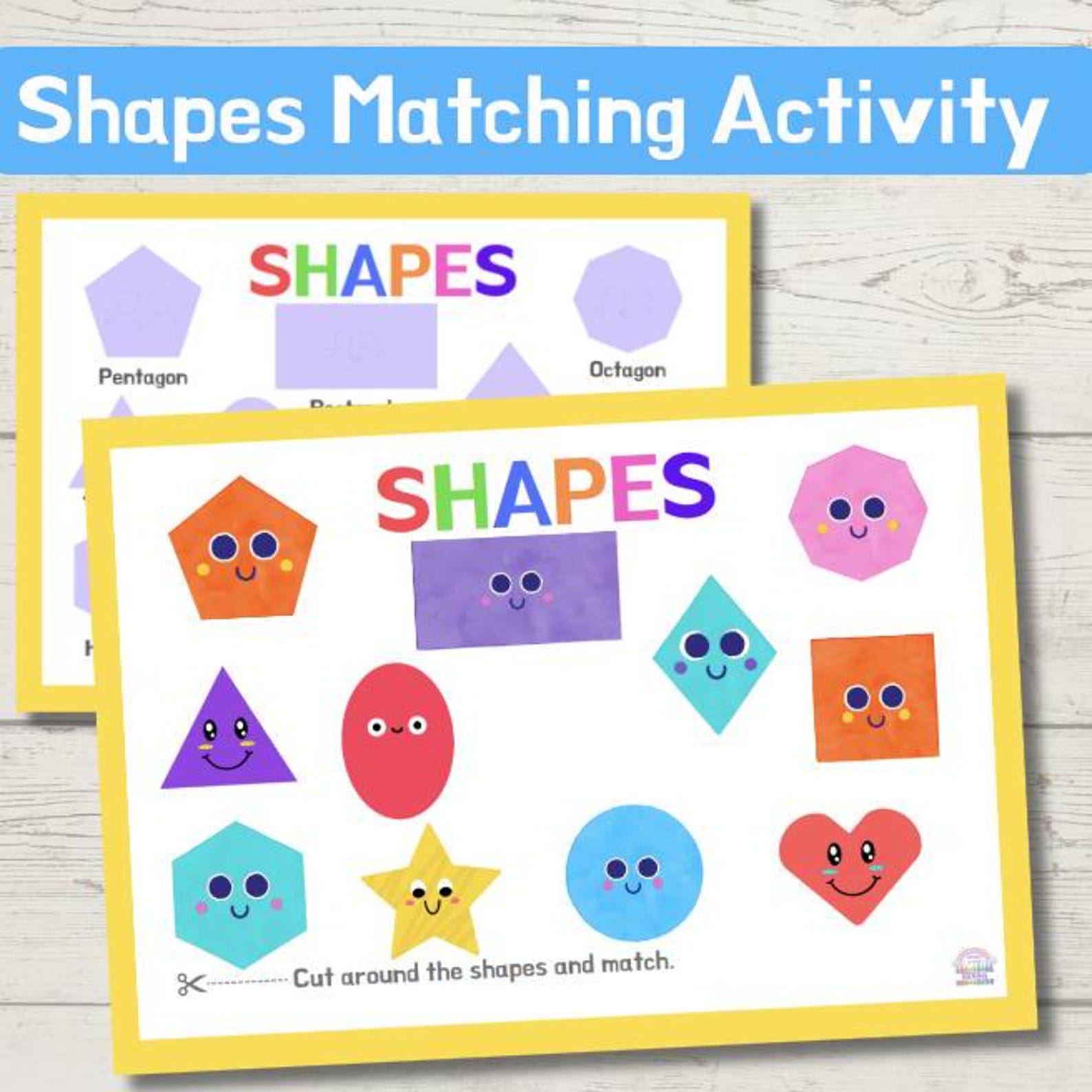 Shapes Matching Activity Game, Math Shapes for Toddlers, Develop ...