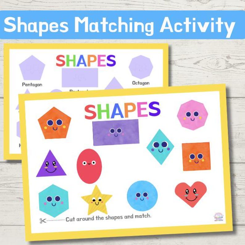 Shapes Matching Activity Game, Math Shapes for Toddlers, Develop ...