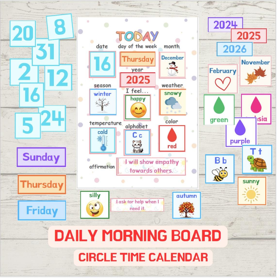Daily Morning Board Circle Time Calendar, Kids Calendar, Educational ...