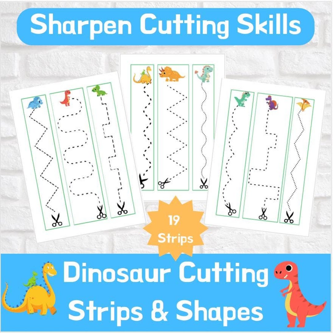 Dinosaur Cutting Strips & Shapes, Sharpen Cutting Skills, Develop Fine ...