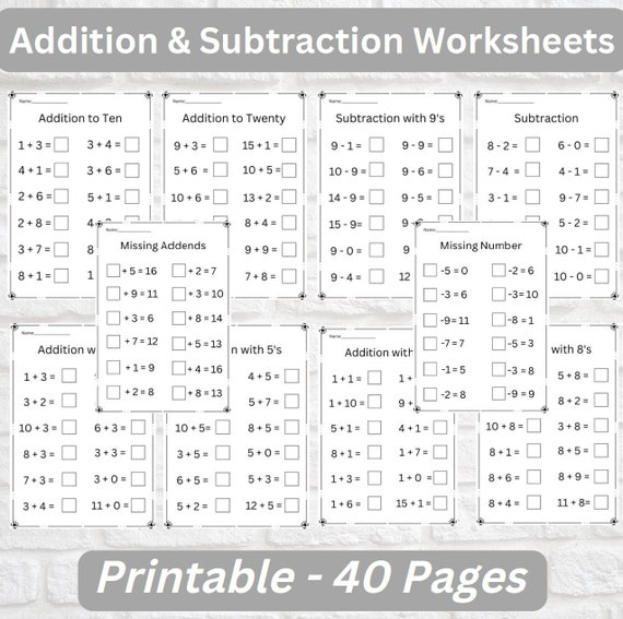 Printable Addition And Subtraction Addition Worksheets For 2nd Graders