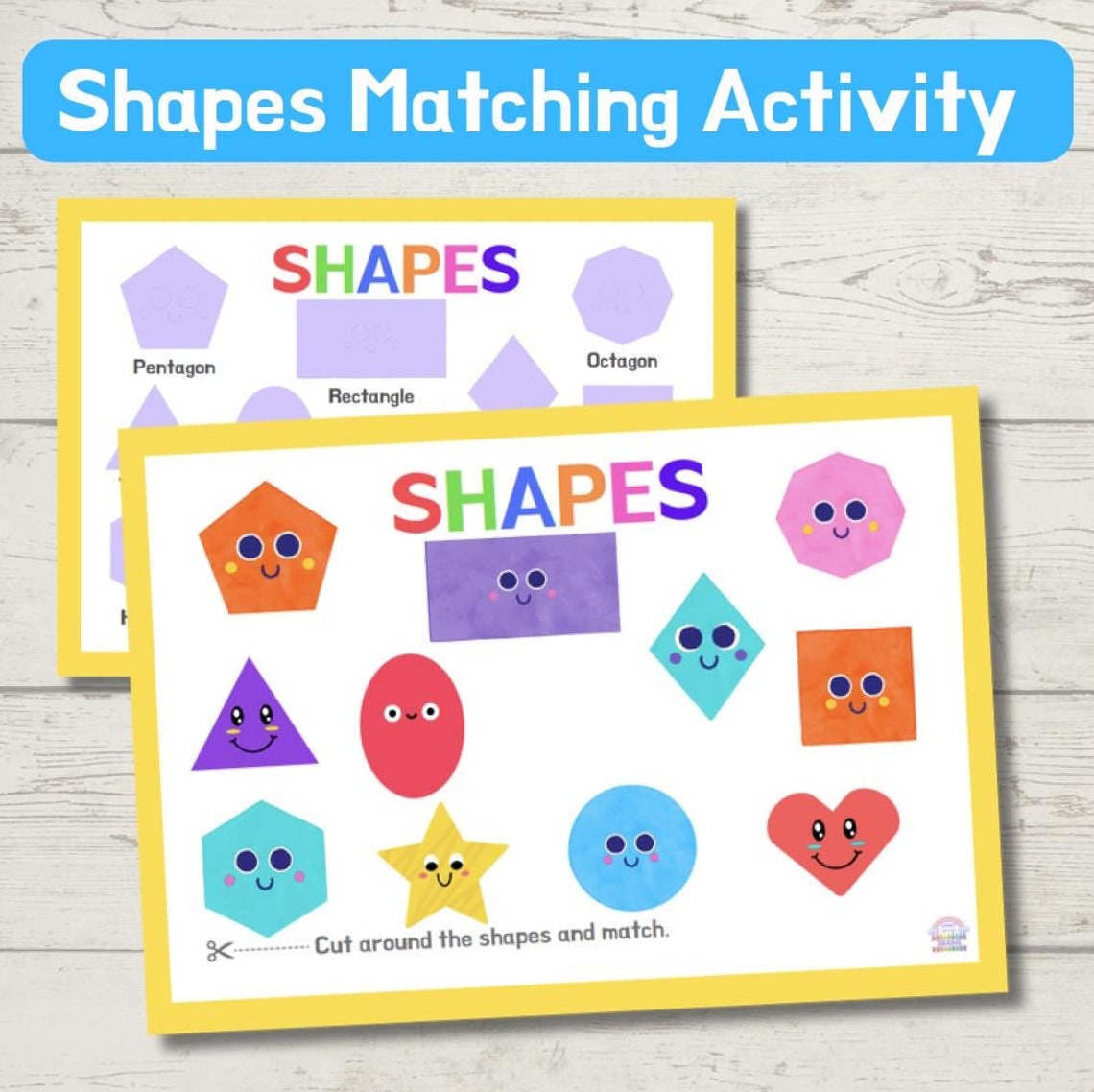 Shapes Matching Activity Game, Math Shapes for Toddlers, Develop ...