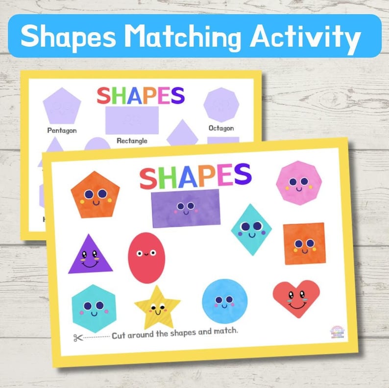 Shapes Matching Activity Game, Math Shapes for Toddlers, Develop ...