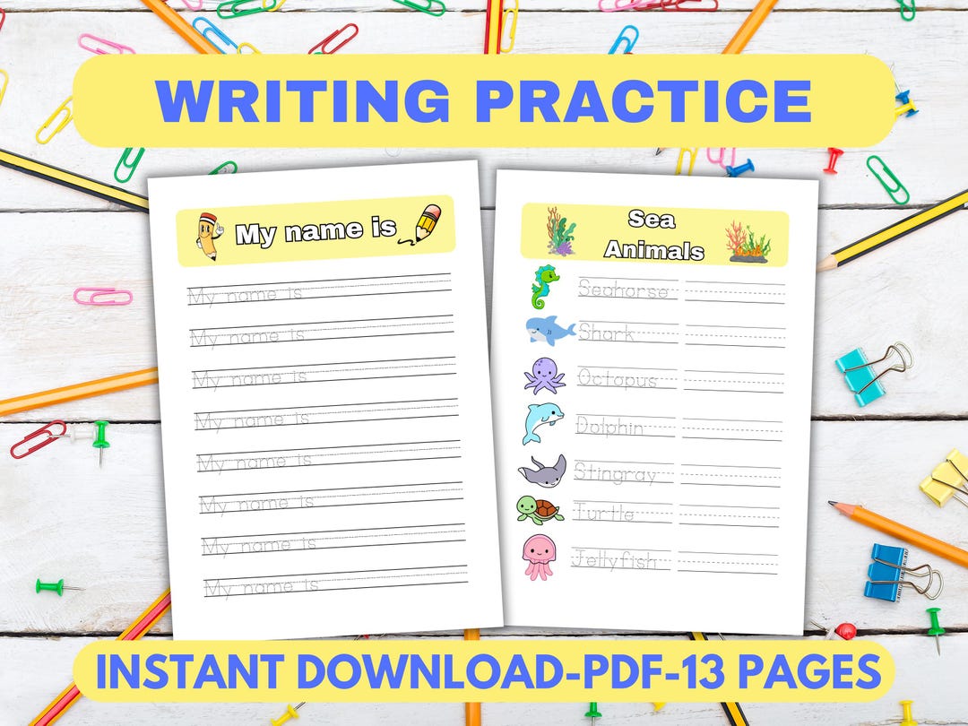Writing Practice Worksheets for Kids Tracing & Writing Activity Learn ...