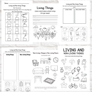 Science Living & Non-living Worksheets, Sorting, Colouring, Tracing ...