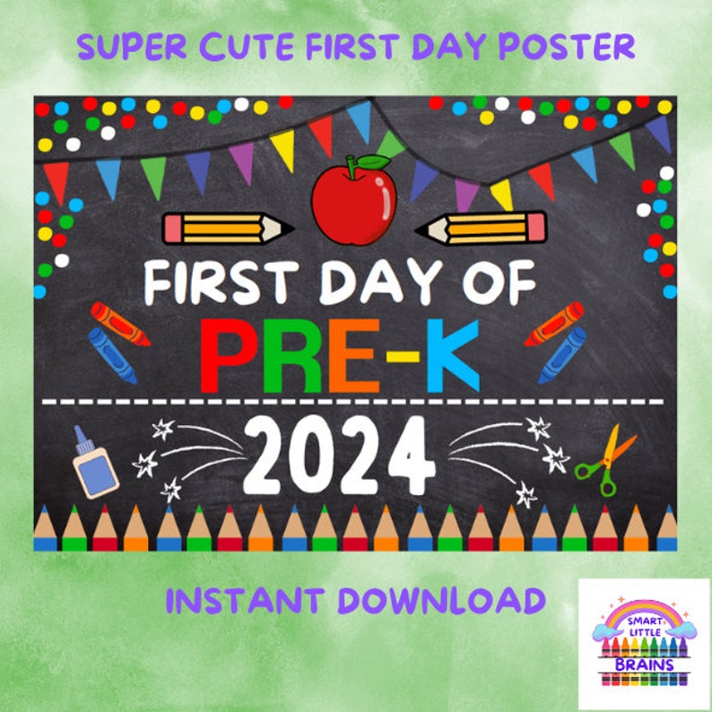 First Day of Pre-k Sign, Poster, Making Special Memories, Super Cute ...