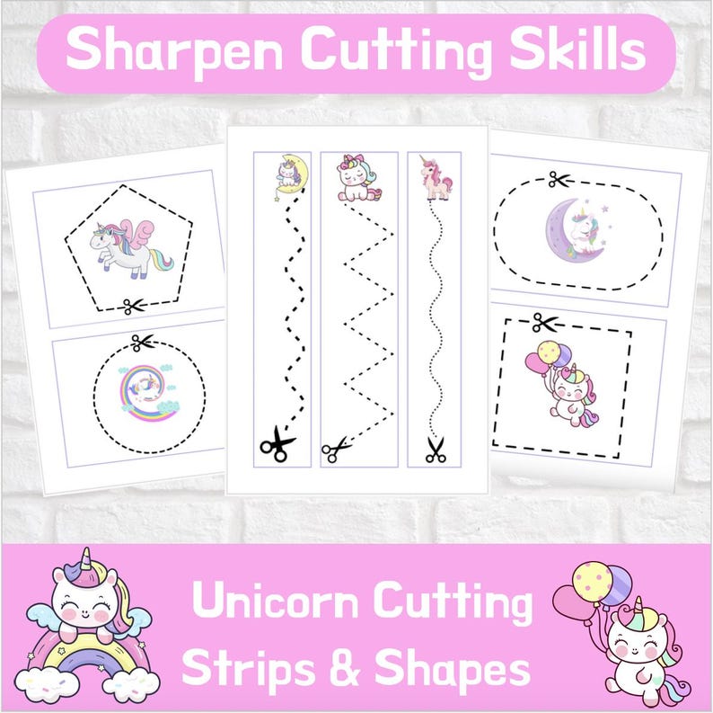 Unicorn Cutting Strips & Shapes, Sharpen Cutting Skills, Develop Fine ...