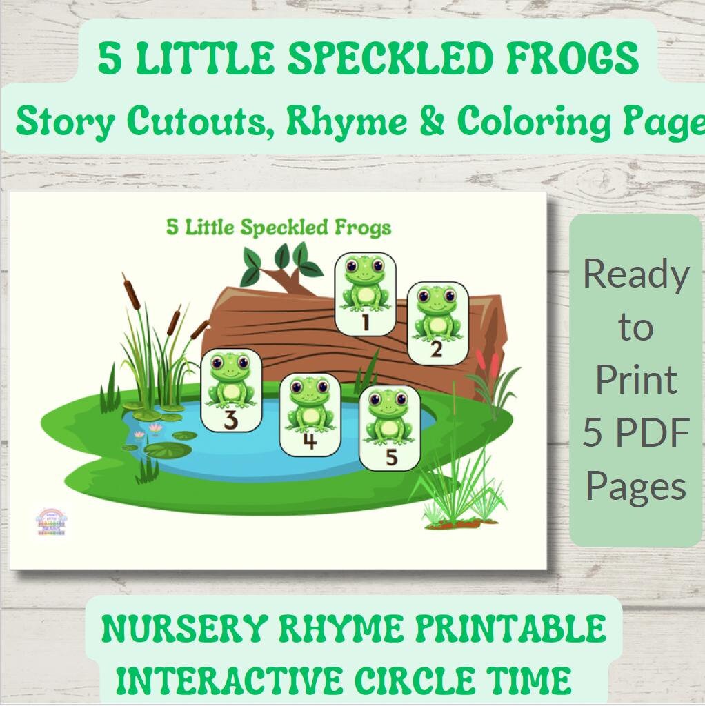 Circle Time Nursery Rhyme Props, 5 Little Speckled Frogs Act Out Story ...