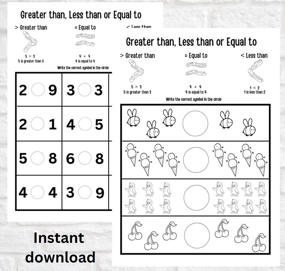 Greater Than Less Than Equal to Worksheets,5 Fun Math Pages to Enhance ...