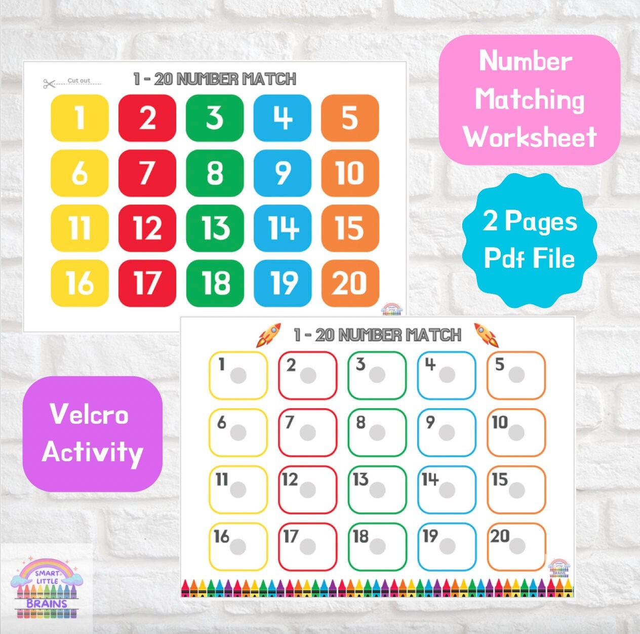 Number Matching Worksheet Game for Kids ,develop Fine Motor Skills ...