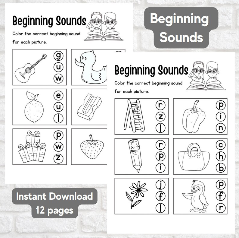 Beginning Sounds Worksheets for Kids Fun Phonics Worksheets for Letter ...