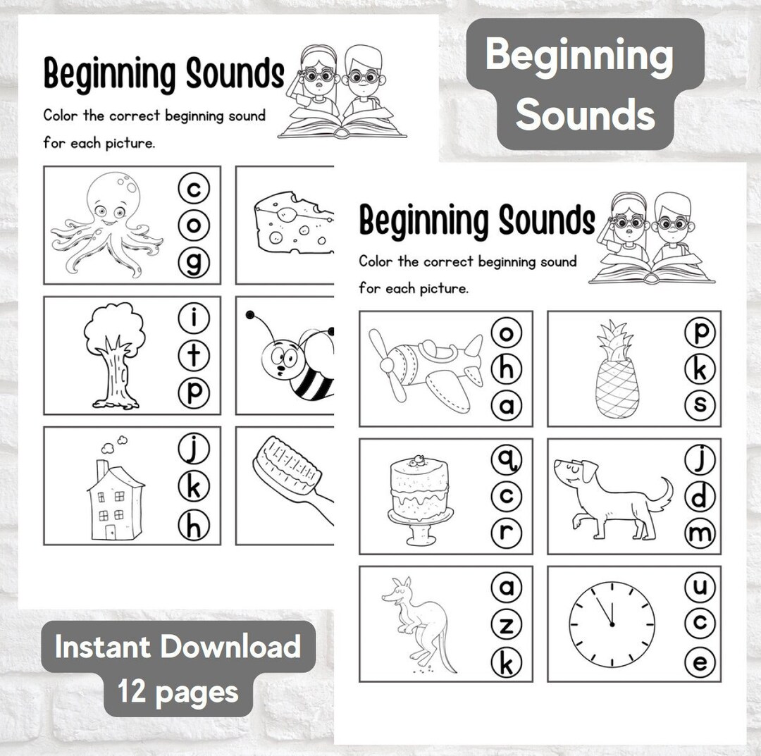 Beginning Sounds Worksheets for Kids Fun Phonics Worksheets for Letter ...
