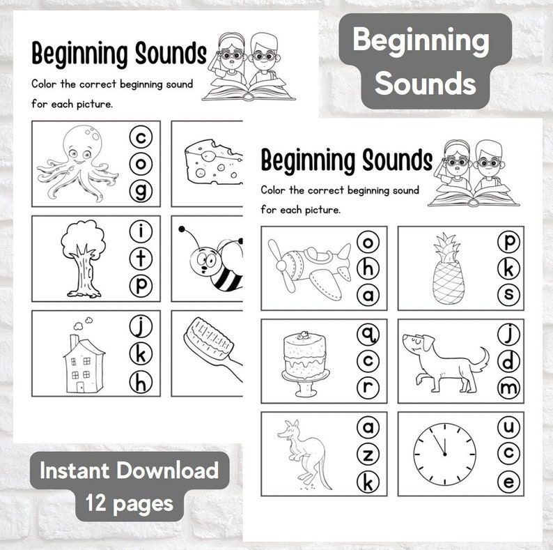 Beginning Sounds,12 Fun Pages,letter Sounds Worksheet, 1st-3rd Grade ...