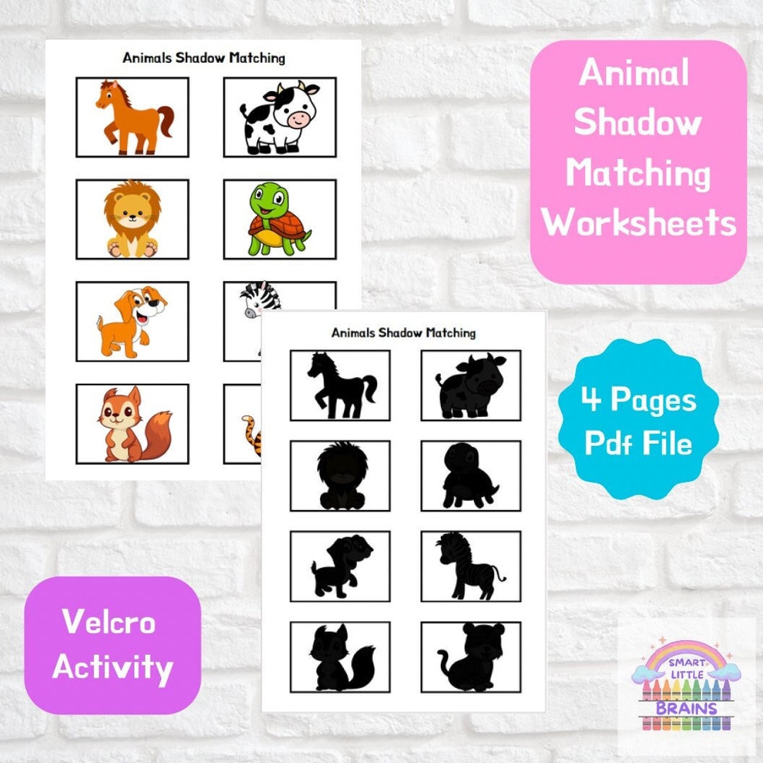 Animal Shadow Matching Worksheet Game,develop Fine Motor Skills ...
