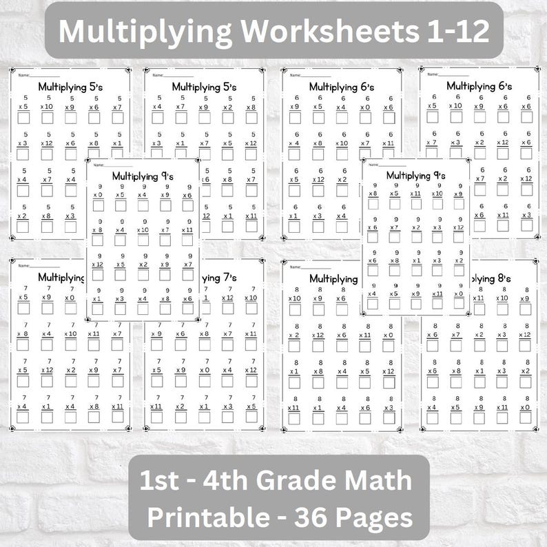 Multiplication Worksheets for Kids, 36 Pages of Math Practice,times ...