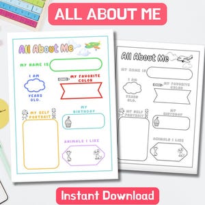 All About Me Worksheet for Kids, Fun First Day of School Icebreaker ...