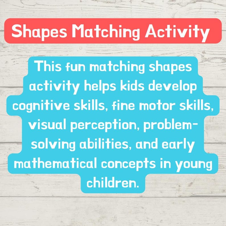 Shapes Matching Activity Game, Math Shapes for Toddlers, Develop ...