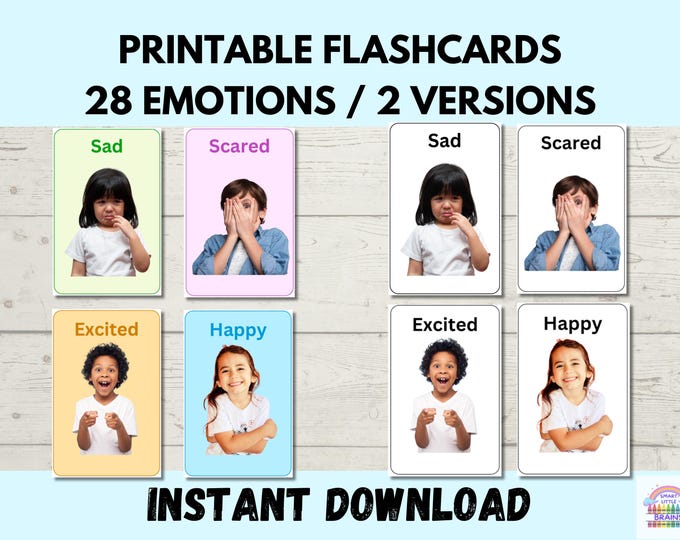 Montessori EMOTIONS Flashcards, Feelings Flashcards for Kids, Printable ...