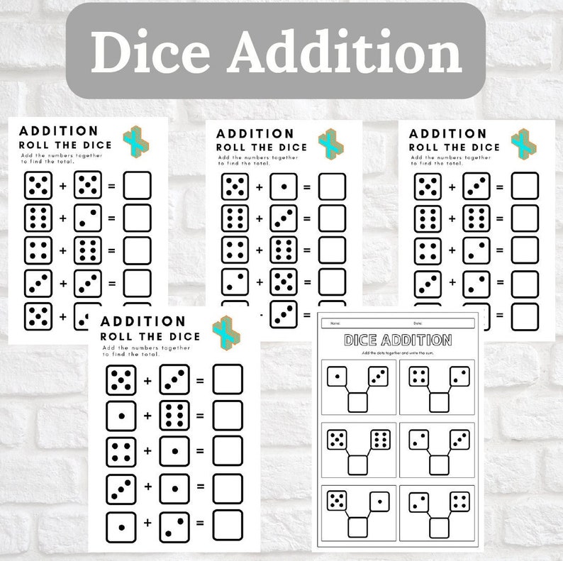 Dice Math Addition Worksheets,fun Math Activity for Kids, Kindergarten ...