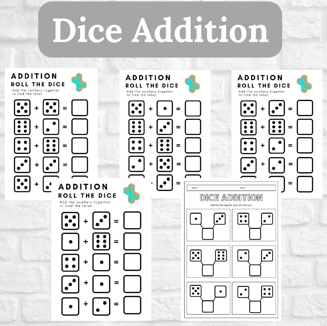 Dice Math Addition Worksheets,fun Math Activity for Kids, Kindergarten ...