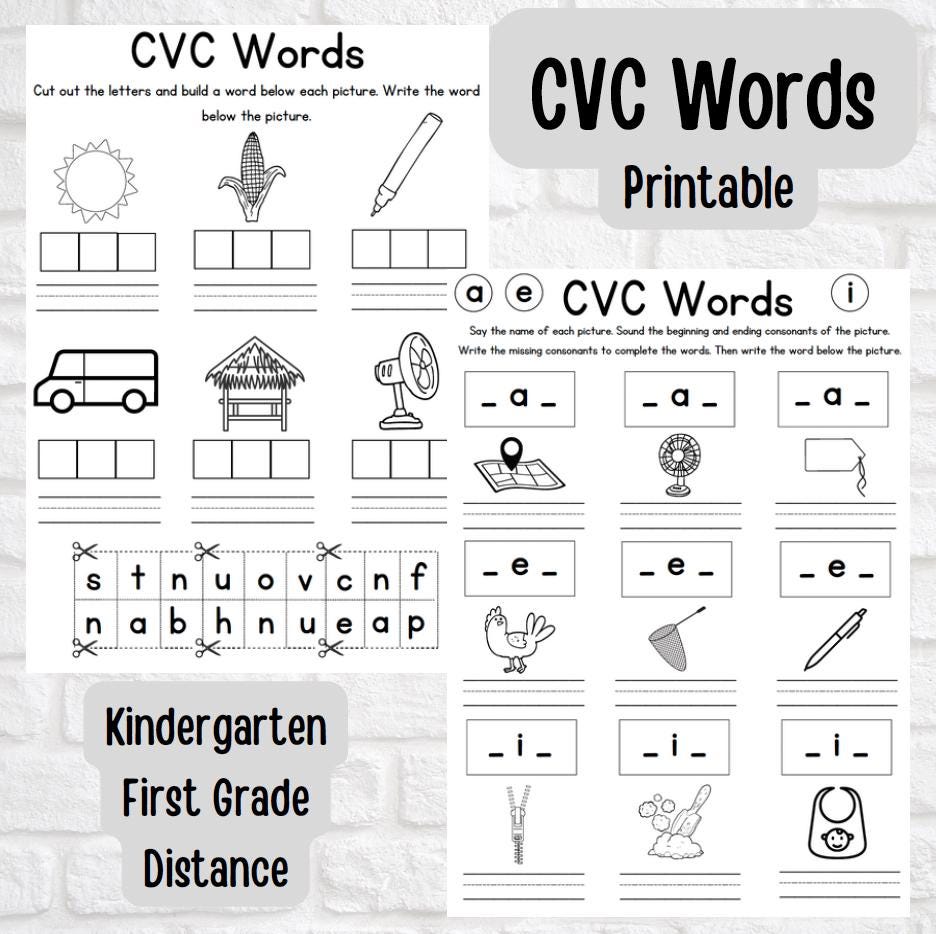 Kindergarten & Grade 1 CVC Words Worksheets Phonics Word Families ...