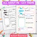 Cat Theme All About Me Worksheet for Kids, Fun First Day of School ...