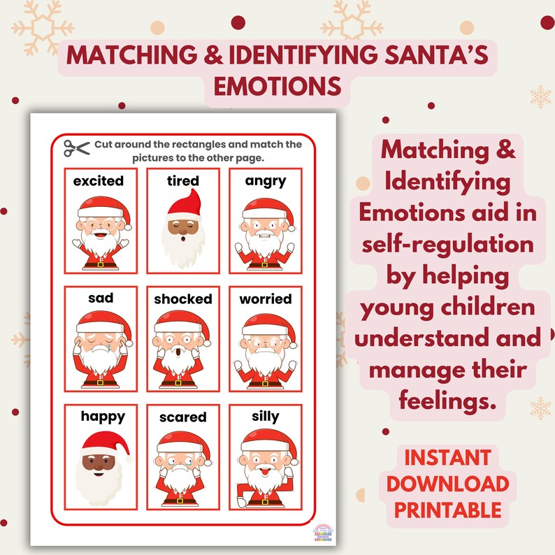 Matching & Identifying Santa's Emotions,matching Game, Identify ...