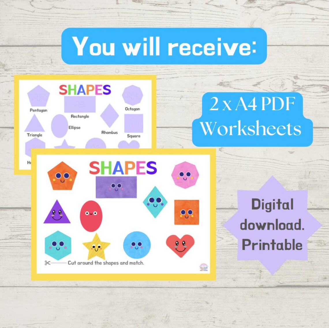 Shapes Matching Activity Game, Math Shapes for Toddlers, Develop ...