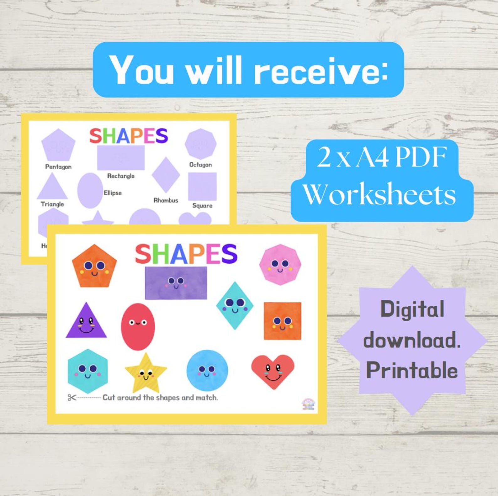 Shapes Matching Activity Game, Math Shapes for Toddlers, Develop ...