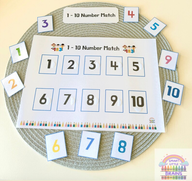 1-10 Number Matching Worksheet Game, Fun Summer Activity to Develop ...