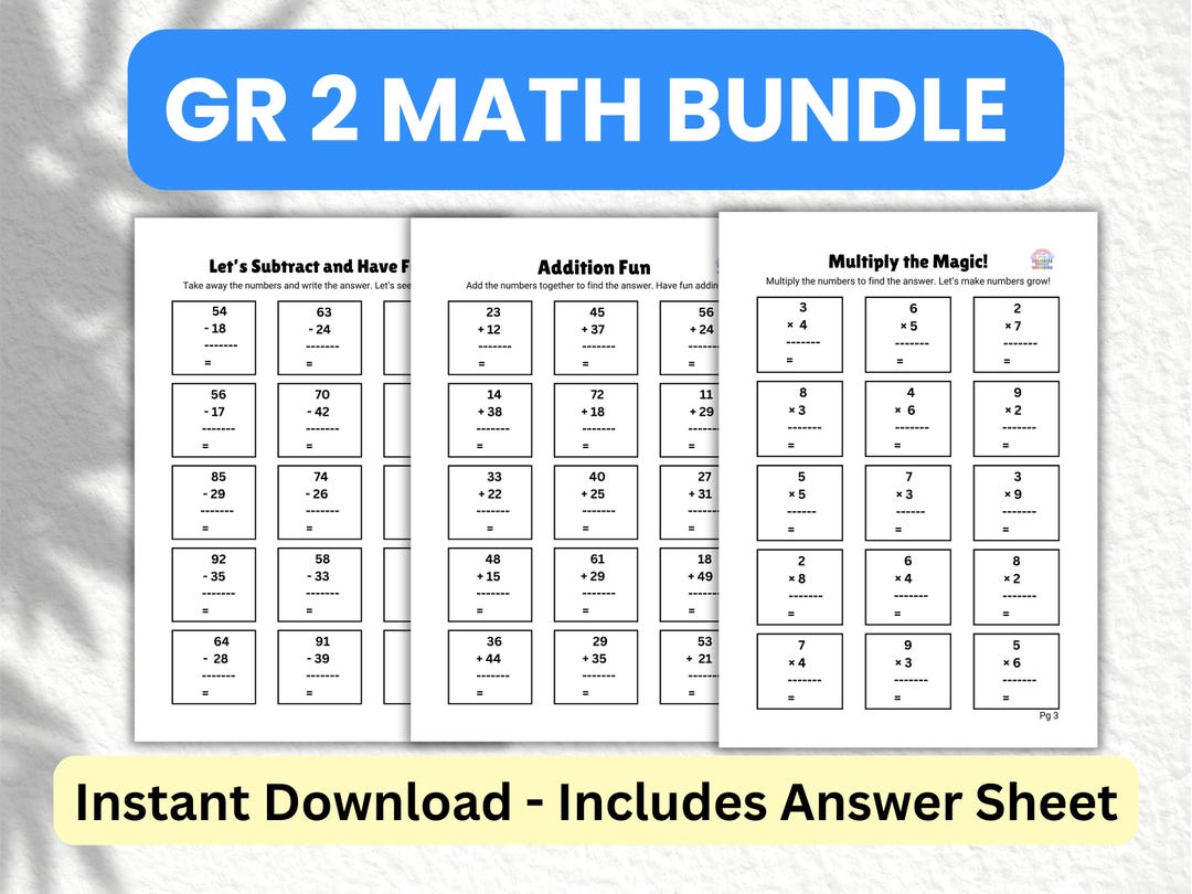 Gr 2 Math Worksheets for Kids,addition,subtraction, Multiplication,word ...