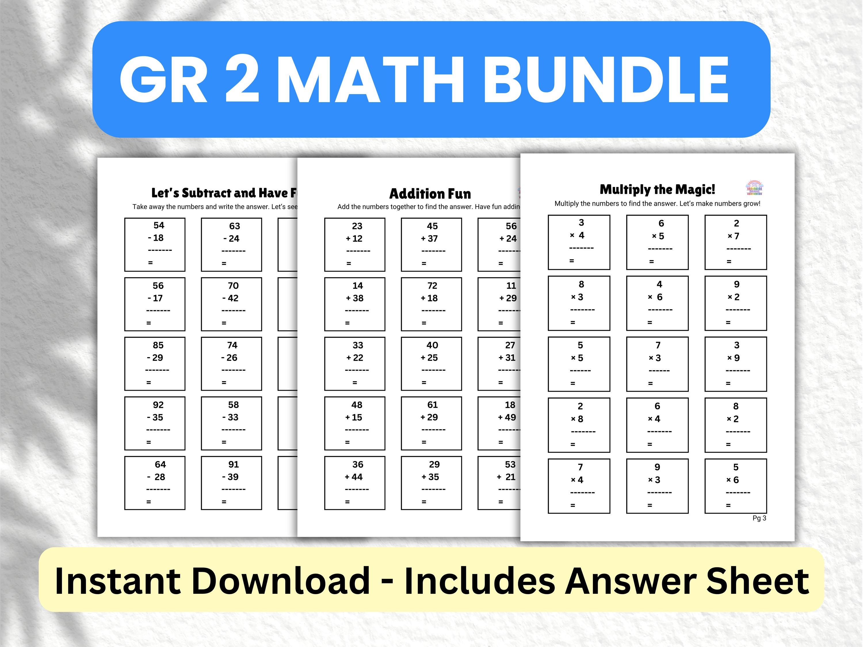 Math Worksheets for Kids Addition Subtraction Multiplication Word ...