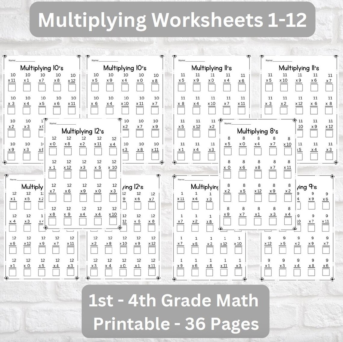 Multiplication Worksheets for Kids, 36 Pages of Math Practice,times ...