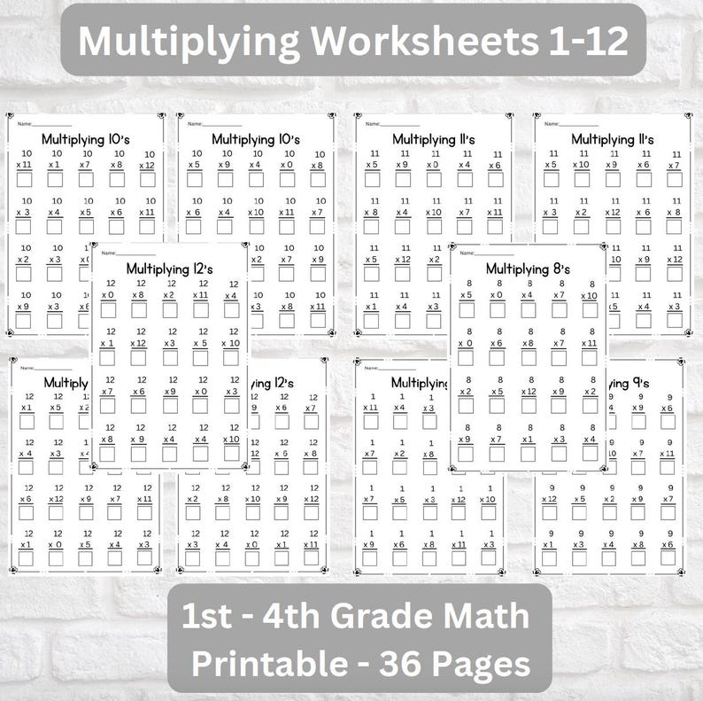 Multiplication Worksheets for Kids, 36 Pages of Math Practice,times ...