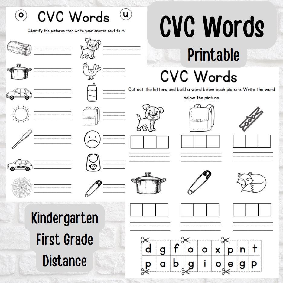 Kindergarten & Grade 1 CVC Words Worksheets Phonics Word Families ...