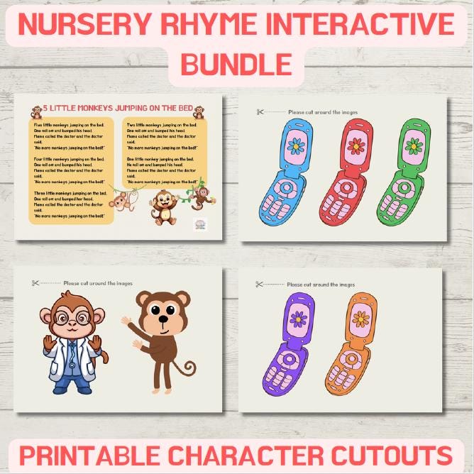 Nursery Rhyme Prop Bundle,5 Little Speckled Frogs,5 Little Monkeys & 5 ...