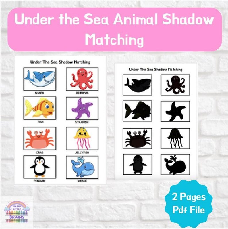 Sea Animal Shadow Matching Game Under the Sea Activity for Preschool ...
