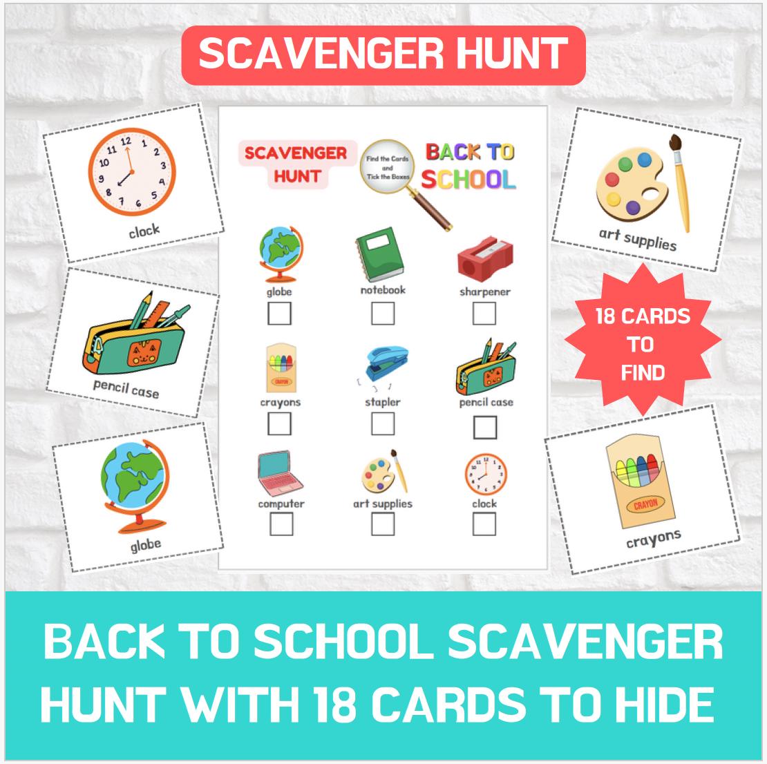 Back to School Scavenger Hunt Game for Kids, Fun Classroom or Home ...