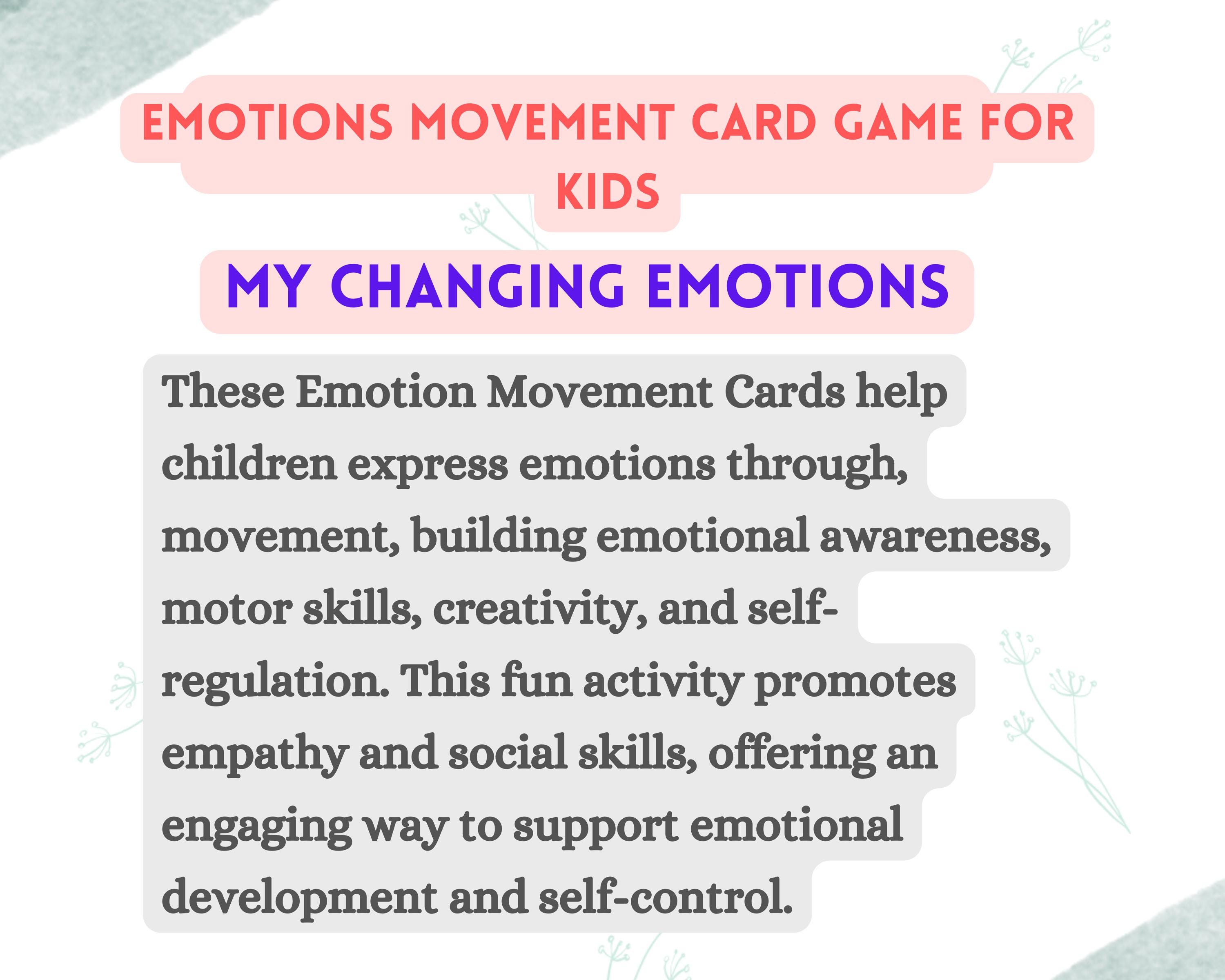 Emotion Movement Card Game for Kids, Express Feelings, Identifying ...