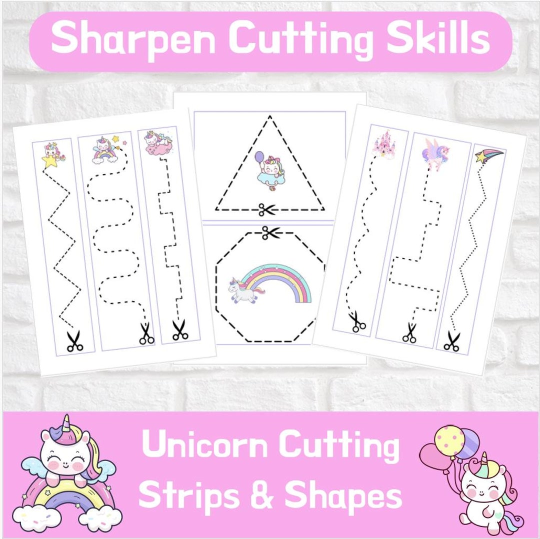 Unicorn Cutting Strips & Shapes, Sharpen Cutting Skills, Develop Fine ...