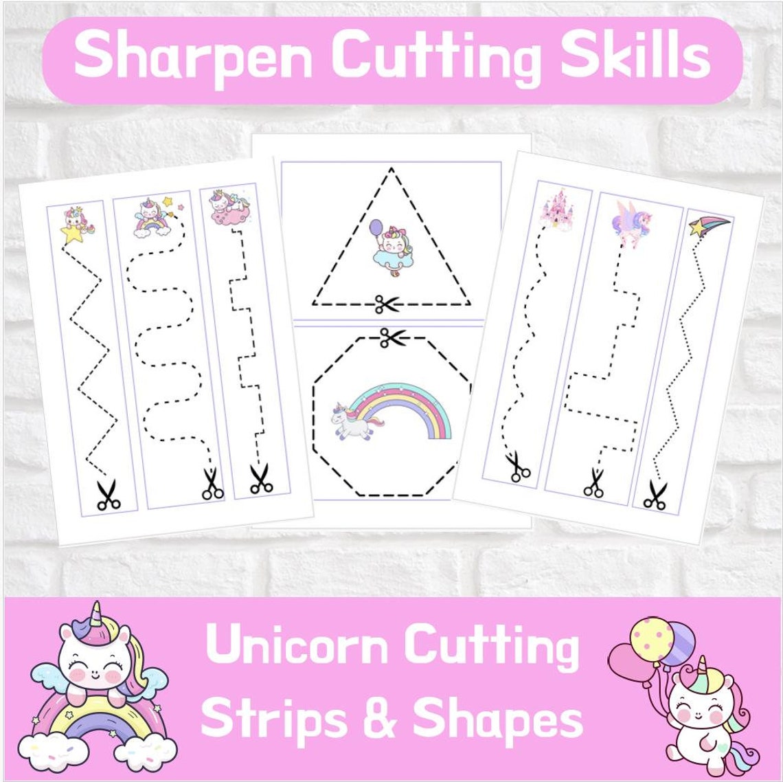 Unicorn Cutting Strips & Shapes, Sharpen Cutting Skills, Develop Fine ...