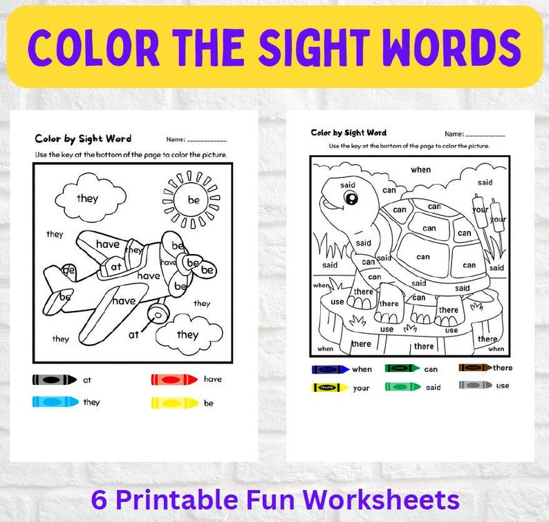 Colour the Sight Words, 6 Fun Printable Worksheets, Develop Word and ...