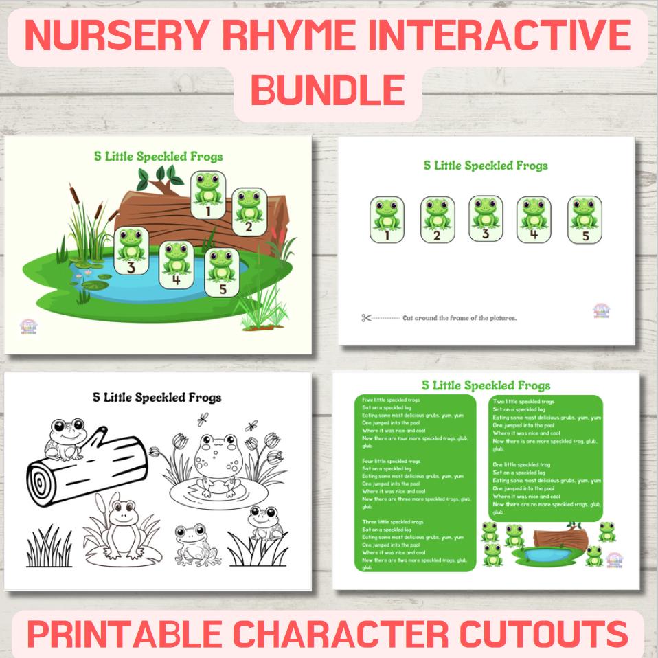 Nursery Rhyme Prop Bundle,5 Little Speckled Frogs,5 Little Monkeys & 5 ...