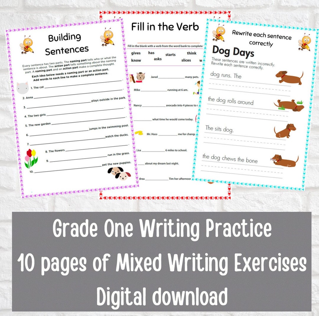 1st Grade Writing Practice, 10 Pages of Fun Worksheets,printable ...