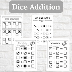 Dice Math Addition Worksheets,fun Math Activity for Kids, Kindergarten ...