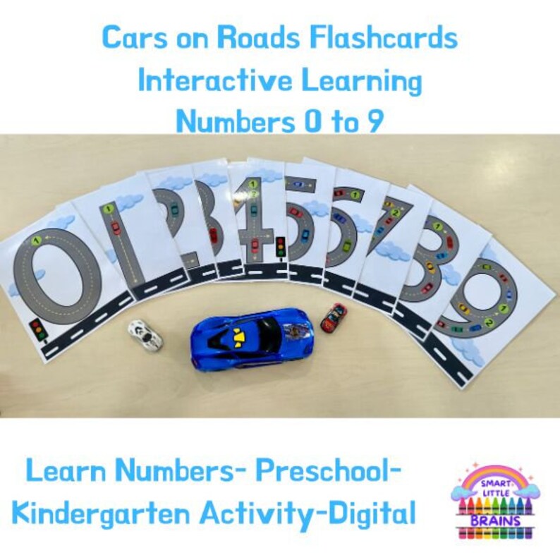 Number Tracing Flashcards for Kids Fun Car Themed Math Learn to Count ...