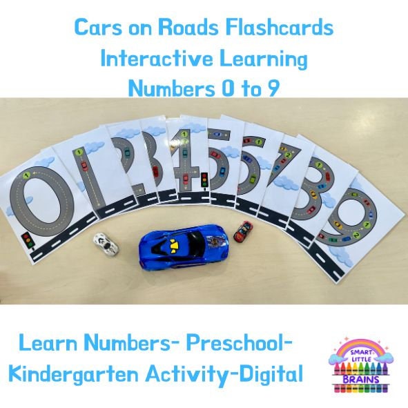 Number Tracing Flashcards for Kids Fun Car Themed Math Learn to Count ...