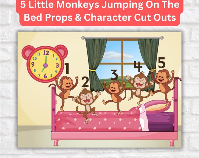 Circle Time Nursery Rhyme Props, 5 Little Monkeys Act Out Story ...
